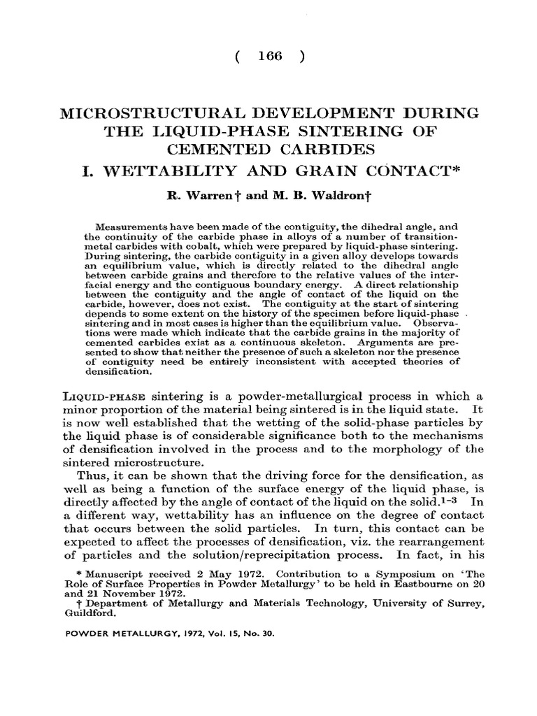 Microstructural Development in Sintered Carbides | PDF | Sintering ...