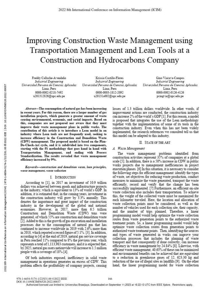 Improving Construction Waste Management Using Transportation Management ... Improving Construction Waste Management Using Transportation Management ...