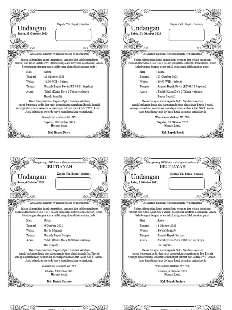 Tahlil 2 Tahun Wafatnya Bpk Samidi | PDF