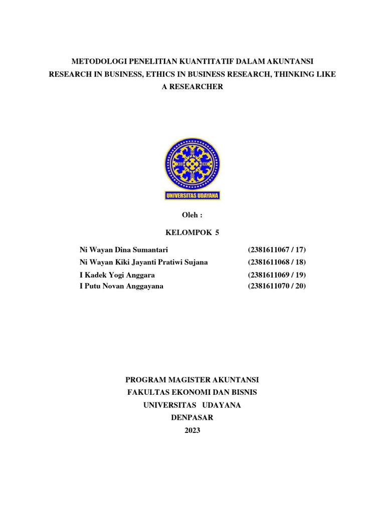 RMKkelompok5 Metodelogikuantitatif I3 | PDF