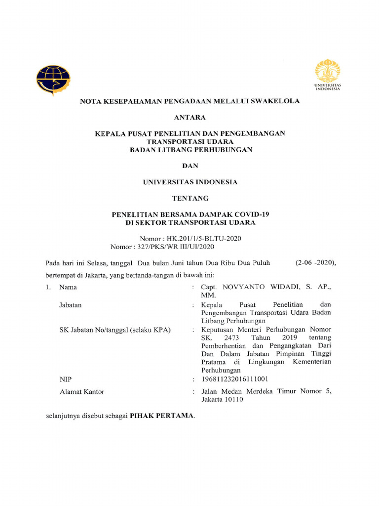 Kick Off Meeting Mou Puslit Udara UI | PDF