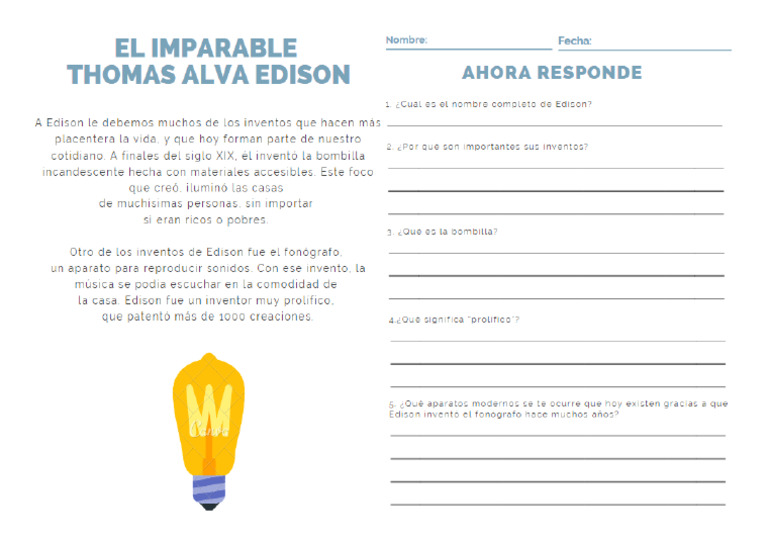 TALLER Thomas Alva Edison | PDF