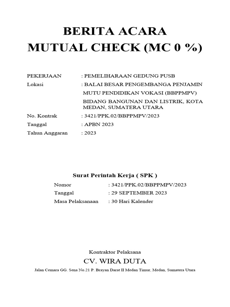 Berita Acara MC 0 Draft | PDF