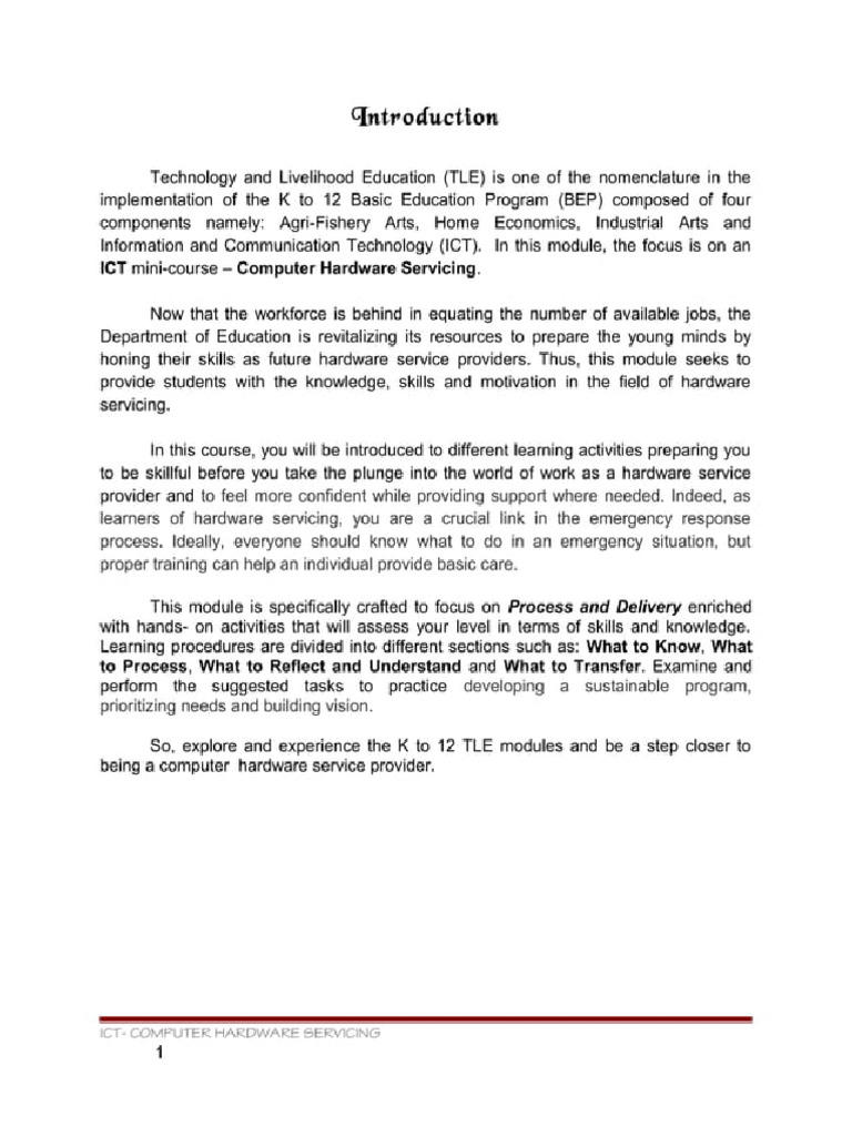 Computer Hardware Servicing Topic | PDF