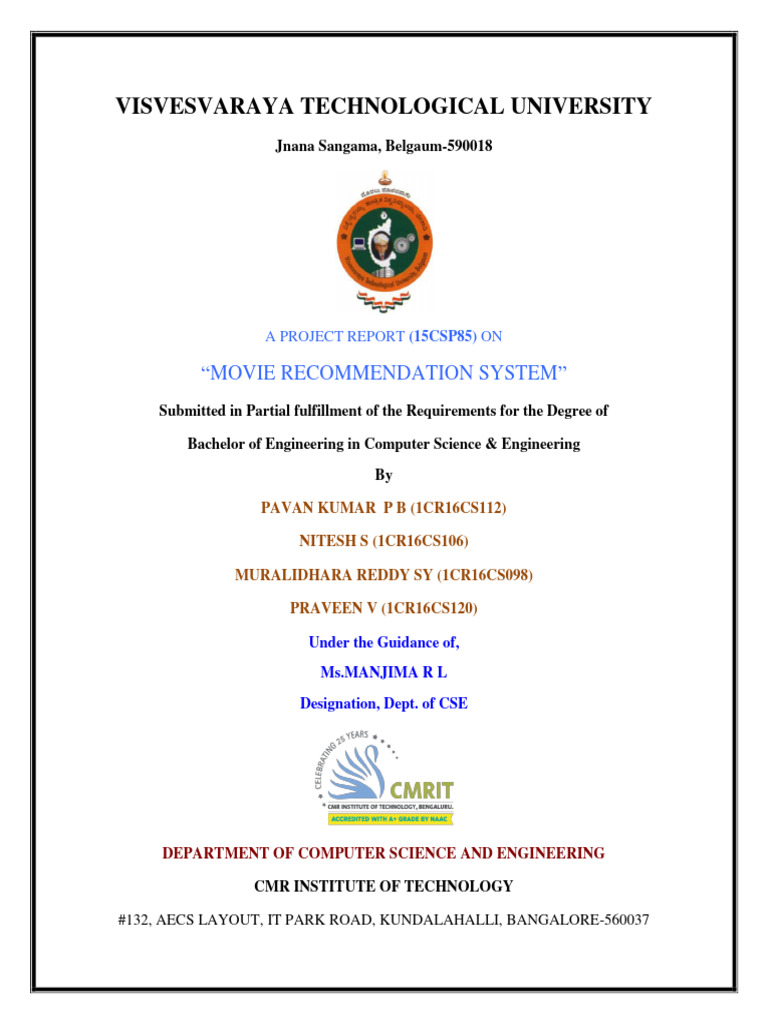 Movie Recommendation System Project Report | PDF | Cluster Analysis ...