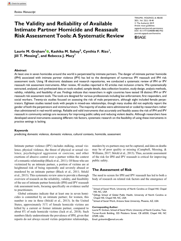 Graham Et Al 2019 The Validity and Reliability of Available Intimate Partner Homicide and ...
