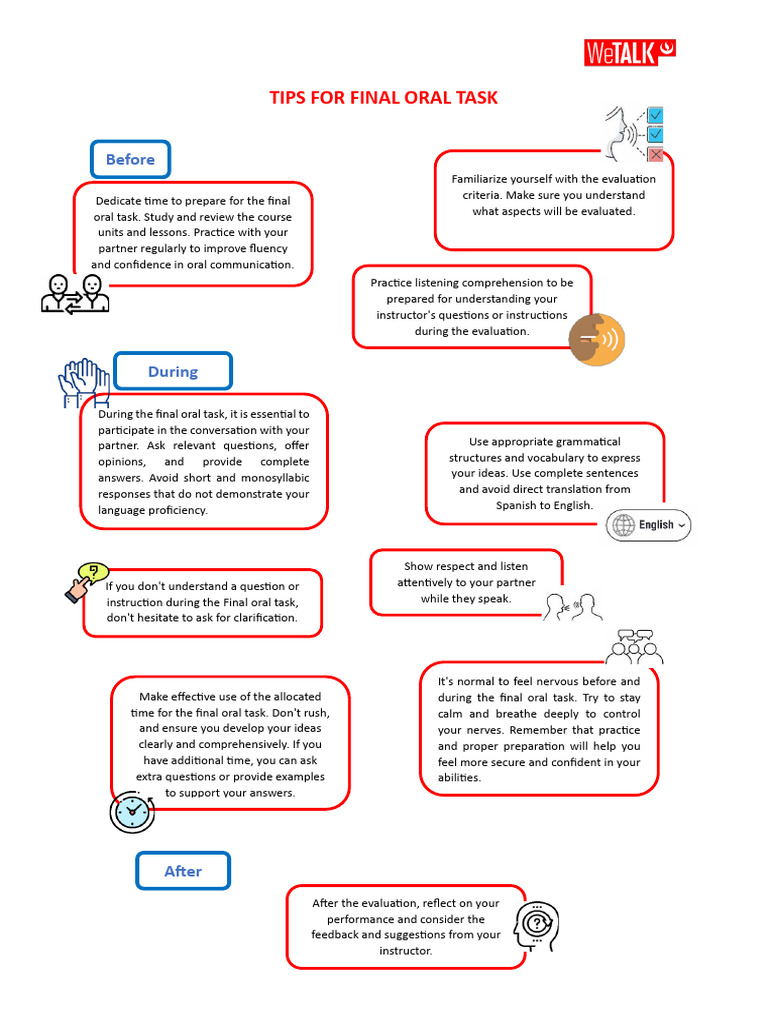 Tips For Final Oral Task | PDF | Reading Comprehension | Behavior ...