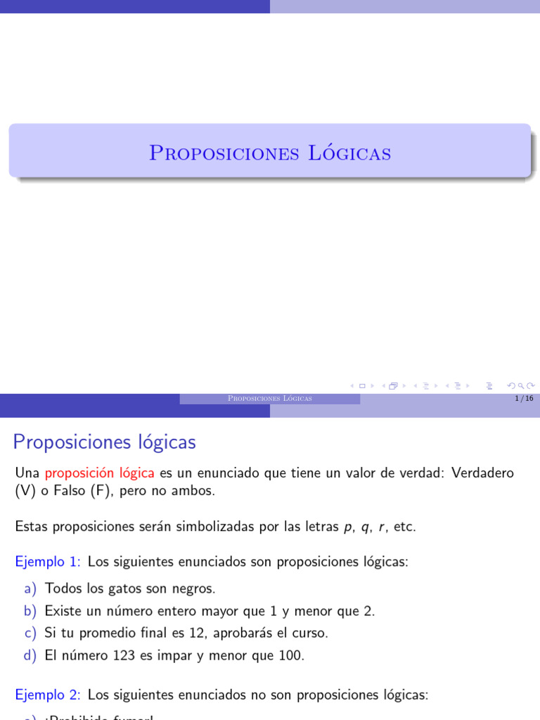Lógica Proposicional 1 | PDF | Proposición | Expresiones lógicas