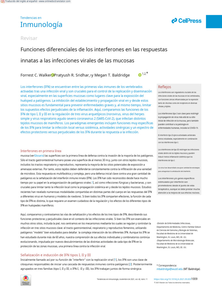 Differential-Roles-Of-Interferons-In-Innate-Respon (1) .En - Es | PDF | Interferón | Virus