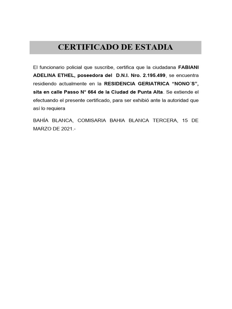 Certificado de Estadia | PDF