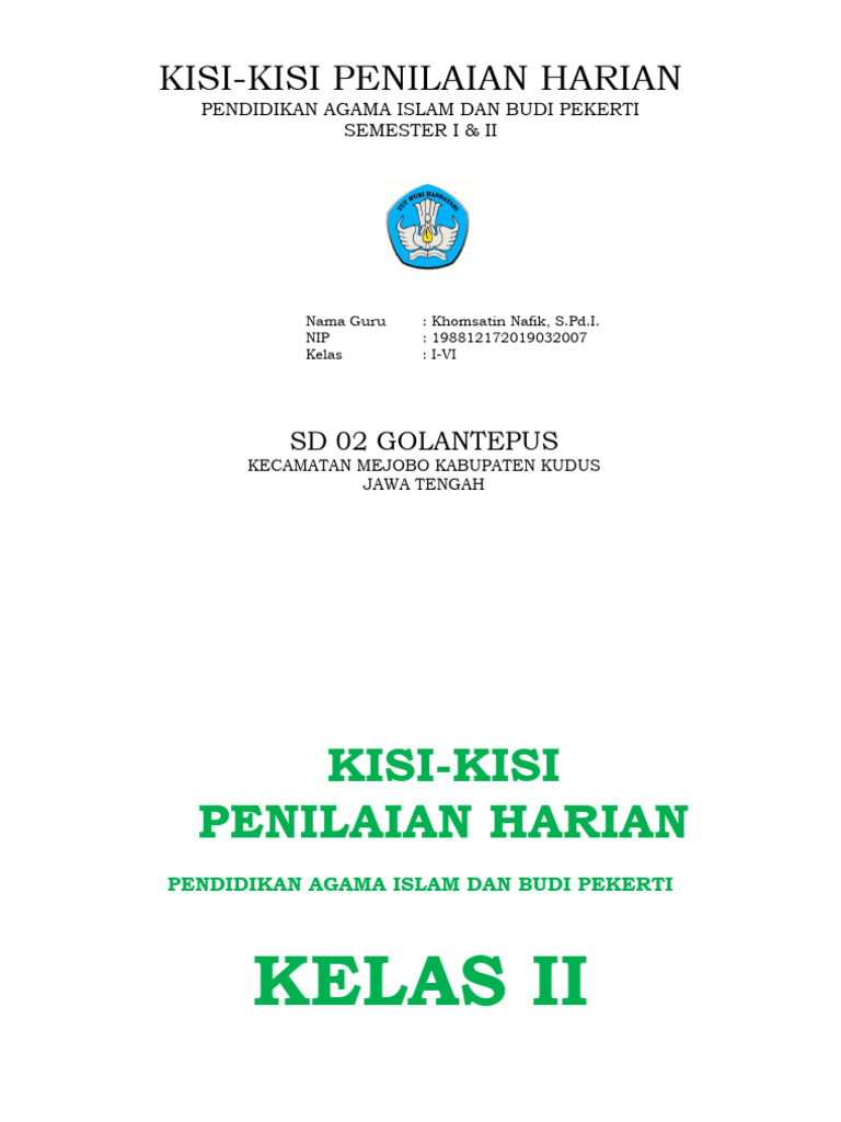 Kisi-Kisi PENILAIAN HARIAN S-2 | PDF