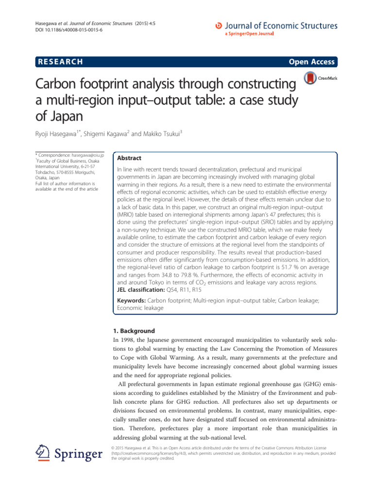 Carbon Footprint Analysis Through Constructing A Multi-Region Input - Output Table: A Case Study ...