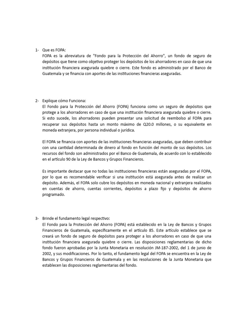 Que Es FOPA | PDF | Negocios | Finanzas y dinero