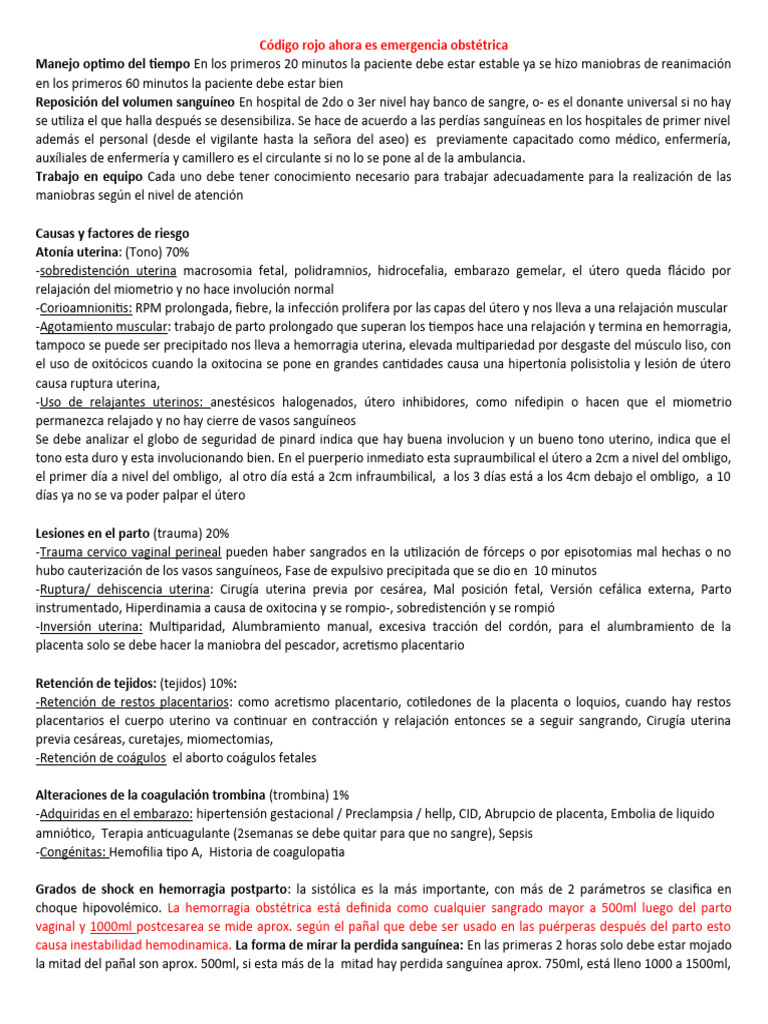Codigo Rojo | PDF | Parto | Especialidades Medicas