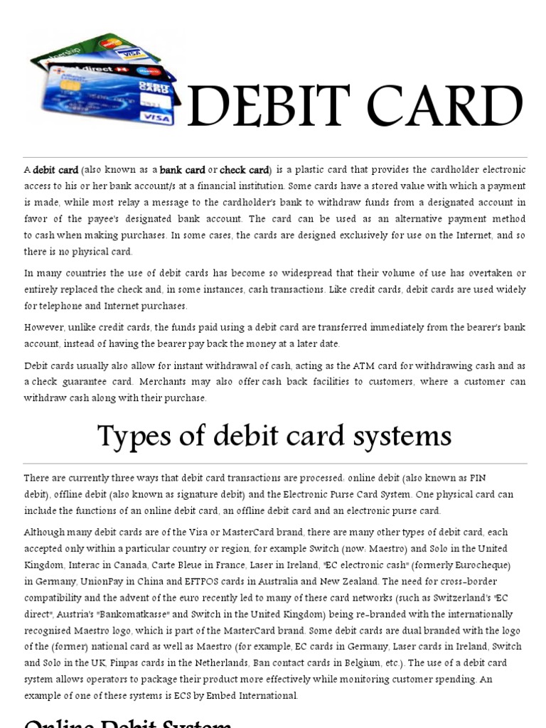 Debit Card | PDF | Debit Card | Smart Card