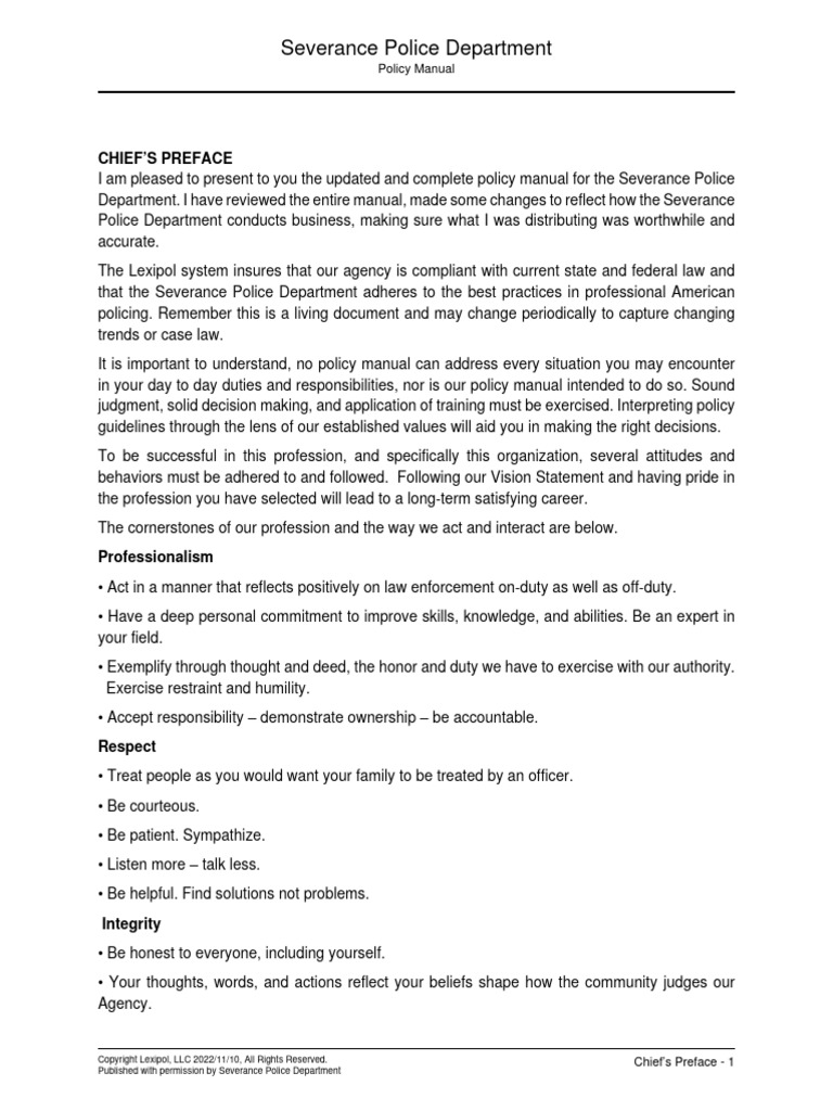 Release 20221110 t123108 Severance Police Department Policy Manual ...