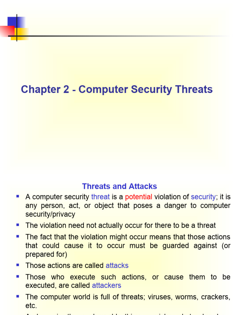 Chapter 2computer SecurityThreatsFinalized | PDF | Malware | Computer Virus