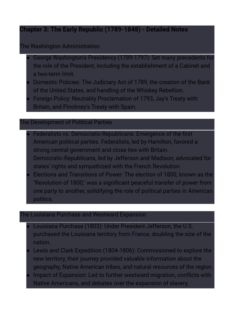 Early Republic Overview: 1789-1848 | PDF | Louisiana Purchase ...