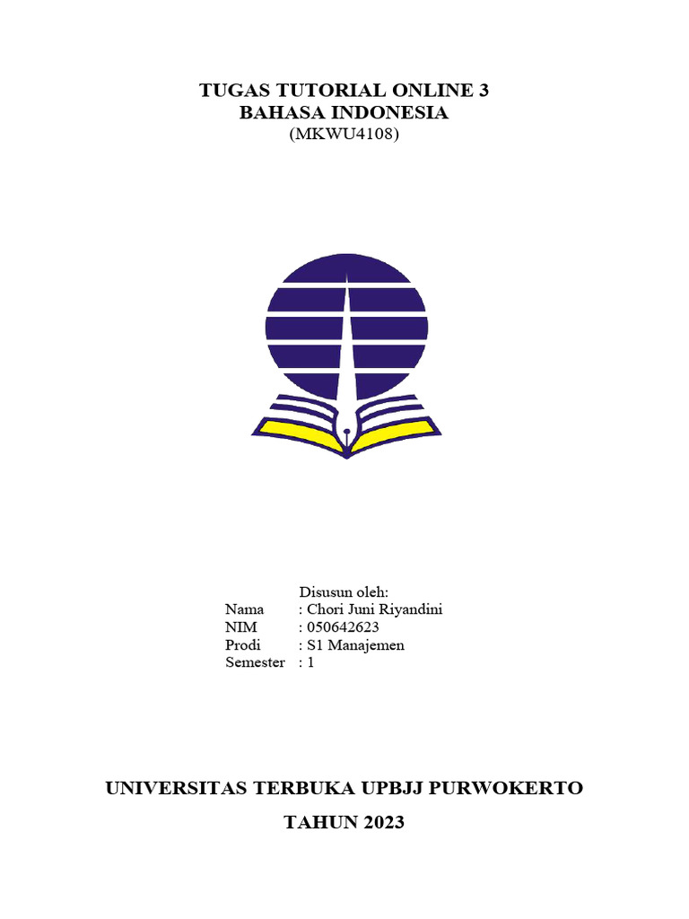 Tugas Tutorial Online 3 (Bhs. Indonesia) | PDF