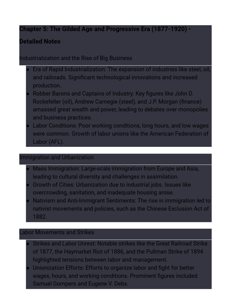 Gilded Age to Progressive Era Overview | PDF | Woodrow Wilson ...