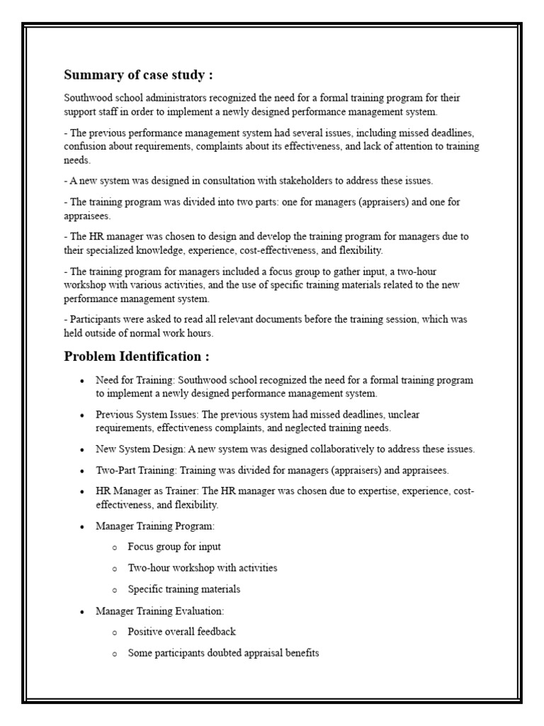 HR Case Study Without Decoration | PDF | Goal | Goal Setting