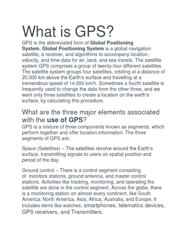 What Is GPS | PDF | Global Positioning System | Satellite