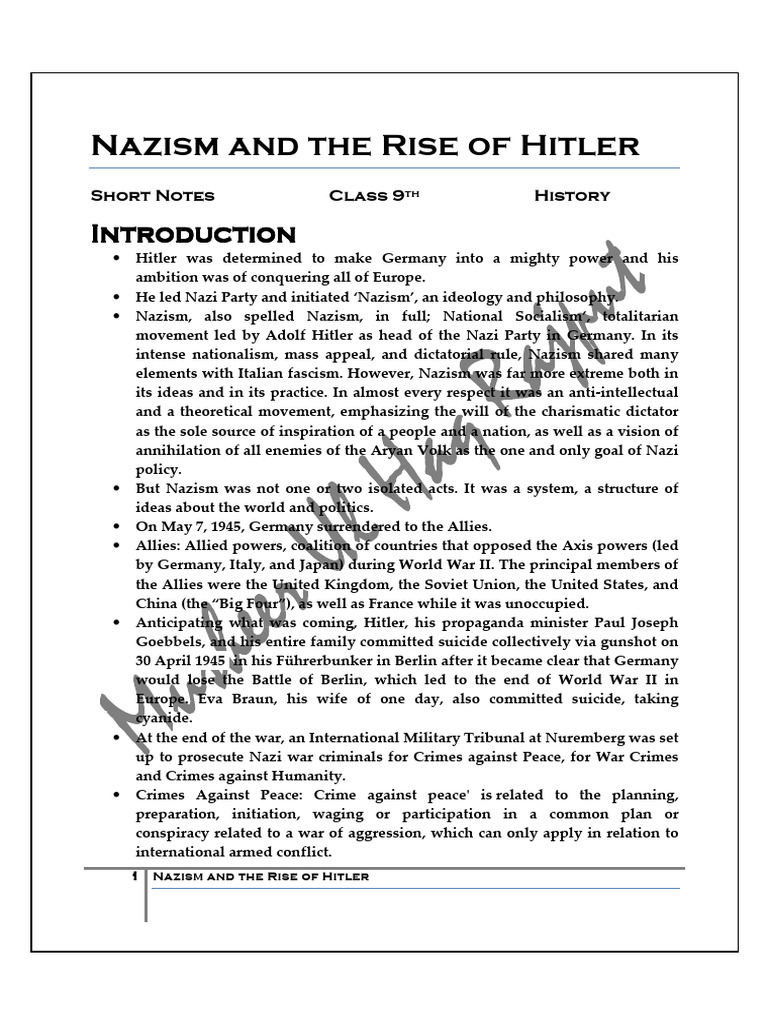 Understanding Nazi Ideology and Hitler | PDF | Nazi Germany | Treaty Of ...