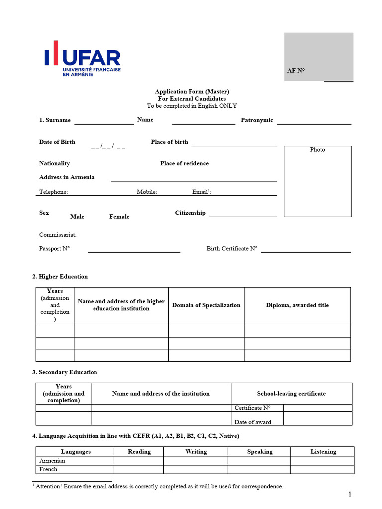 AI Application Form Master 2023 2024 External PDF Qualifications