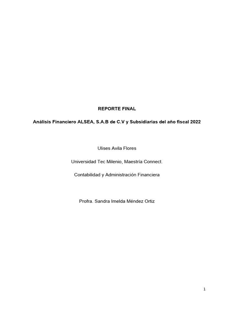 Reporte Final | PDF | Contabilidad | Estado de resultados