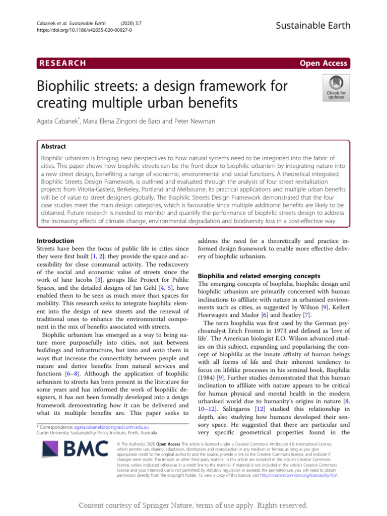 Biophilic Streets A Design Framework For Creating | PDF | Stormwater | Nature