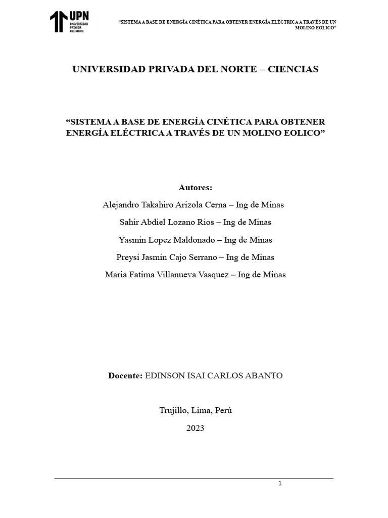 Proyecto de Fisica 3 | PDF | Energía eólica | Ingenieria Eléctrica