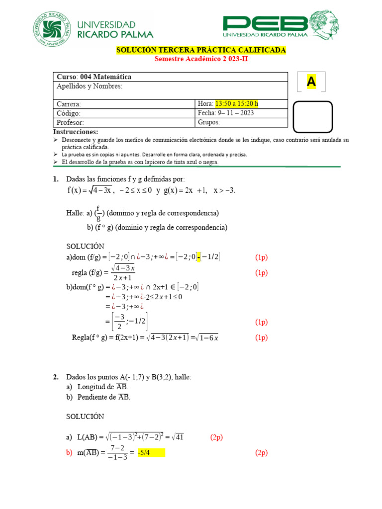 Solución PC3 A | PDF | Línea (geometría) | Geometría euclidiana