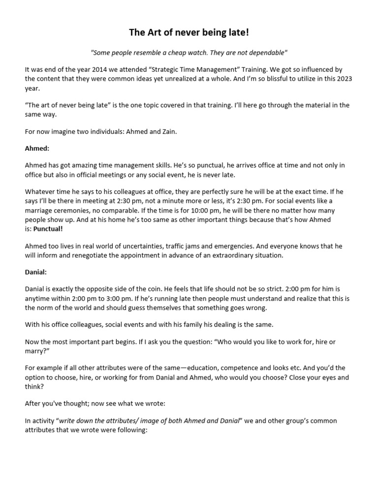 The Art of Never Being Late | PDF | Time | Cognition