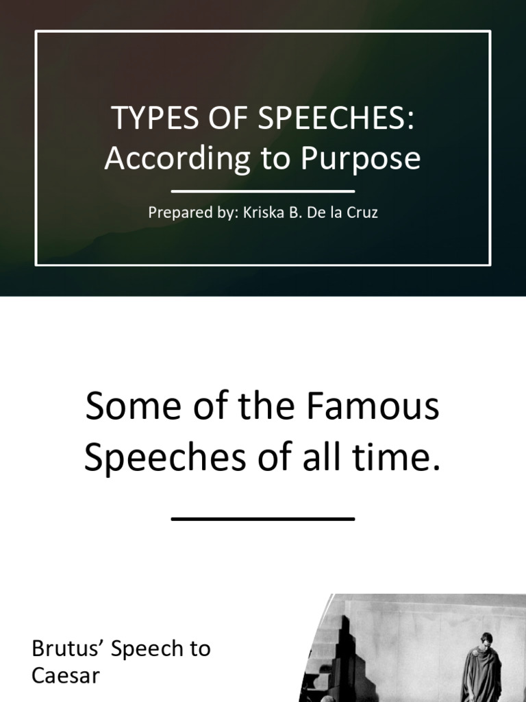 Lesson 12 Types of Speeches | PDF | Public Speaking | Rhetoric