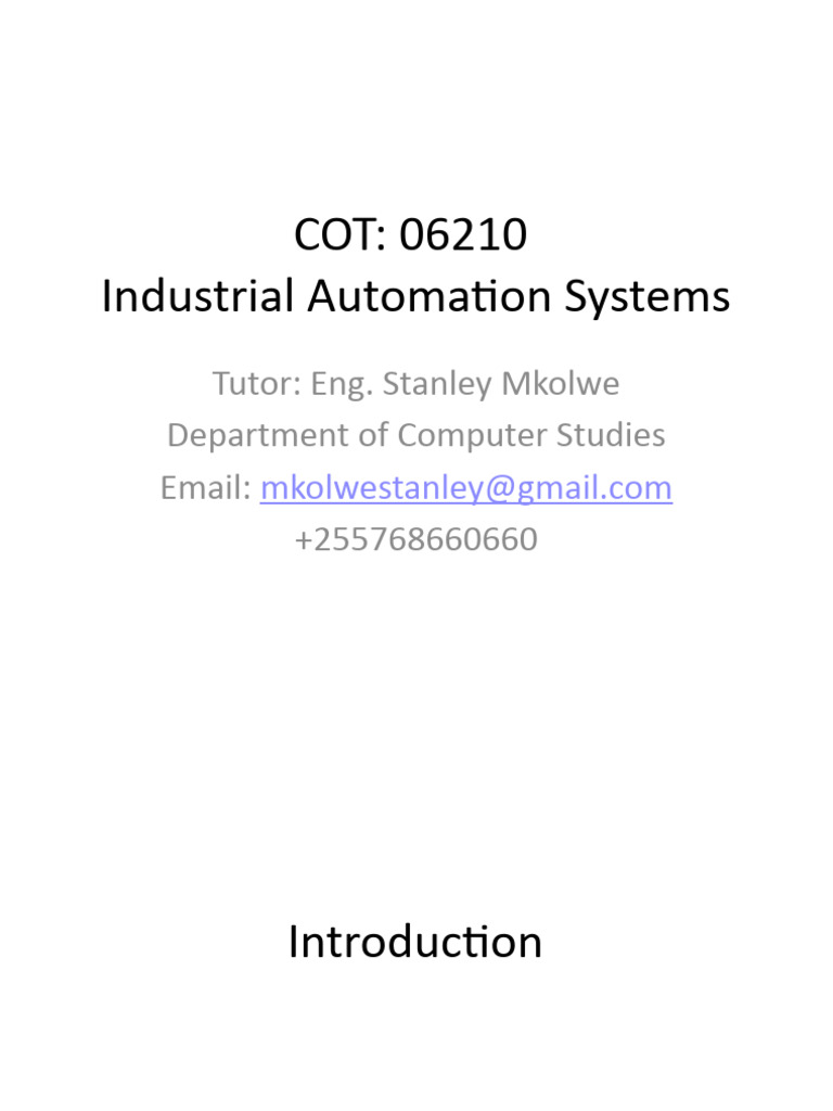 Industrial Automation Overview | PDF | Programmable Logic Controller | Automation