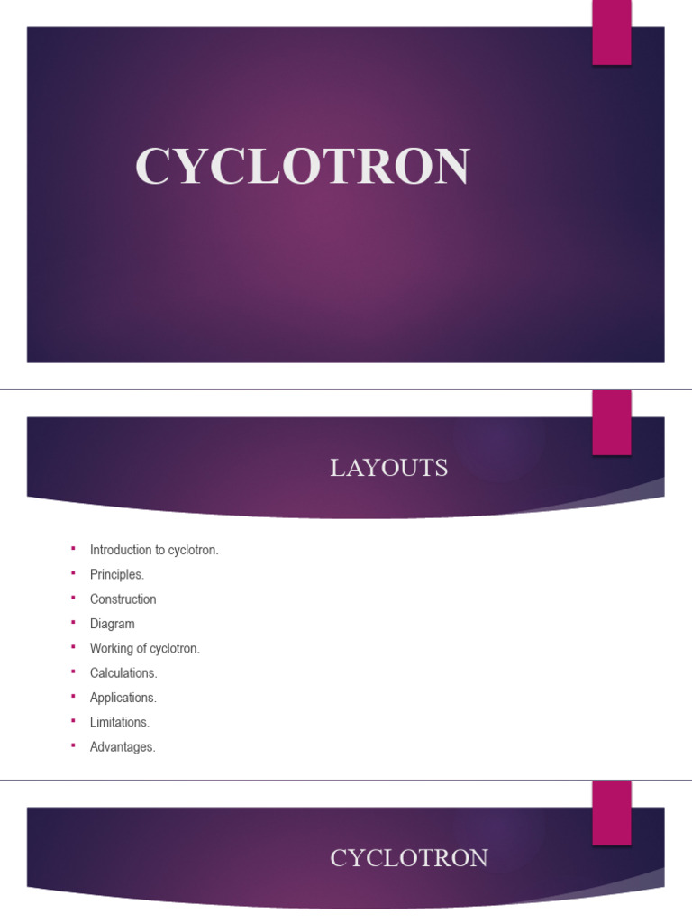 Cyclotron | PDF | Magnetic Field | Particle Accelerator