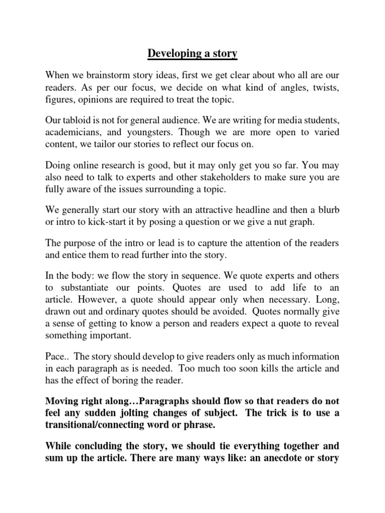 Developing A Story | PDF | Communication | Human Communication