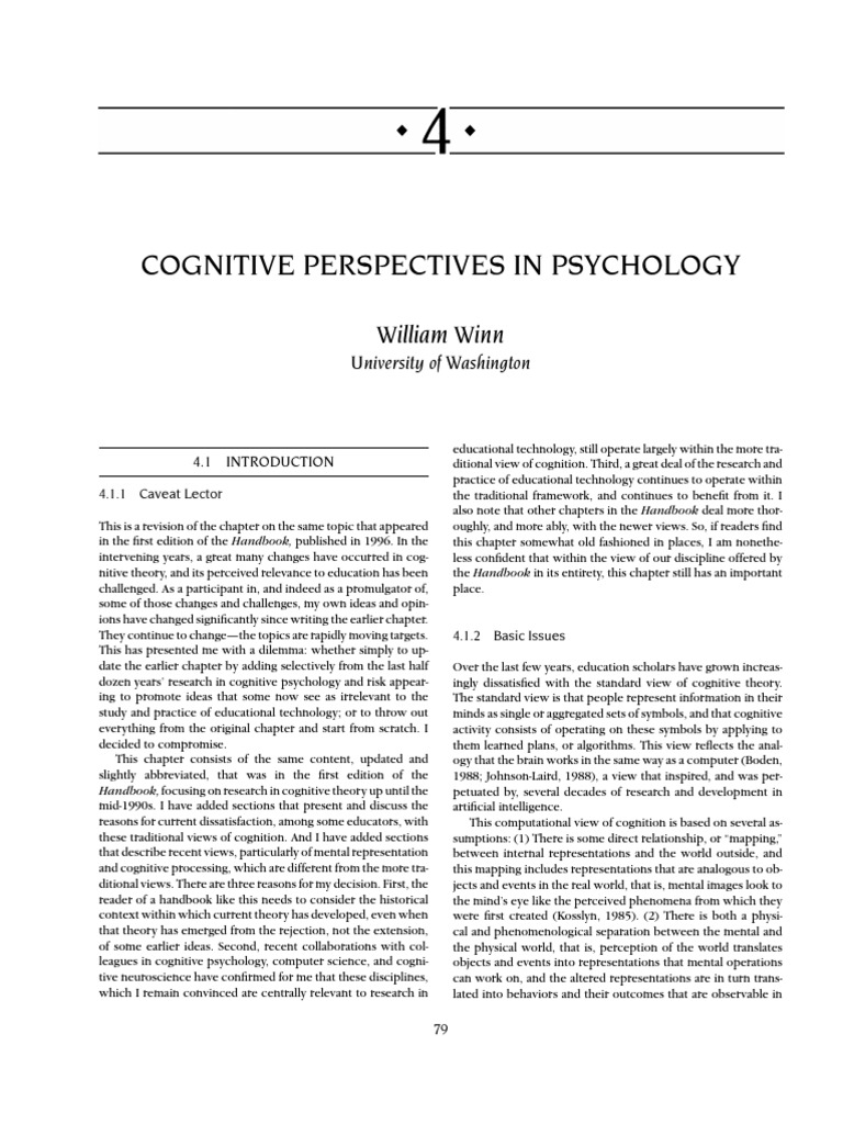 Winn Cognitive Perspectives | PDF | Psychology | Cognitive Psychology