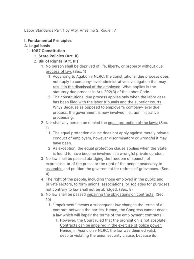 Labor Standards Part 1 by Atty. Anselmo S. Rodiel IV | PDF | Employment | Labour Law