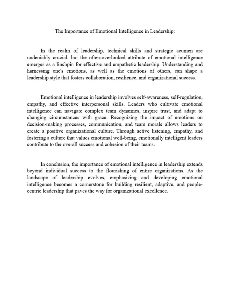 Emotional Intelligence in Leadership | PDF