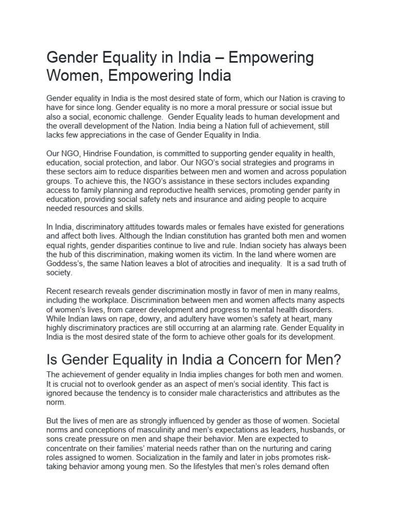 Eng Project Pdf Gender Studies Gender Equality