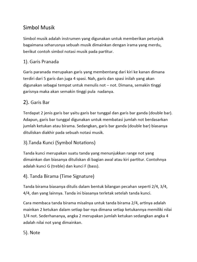 Simbol dan Tanda dalam Notasi Musik | PDF