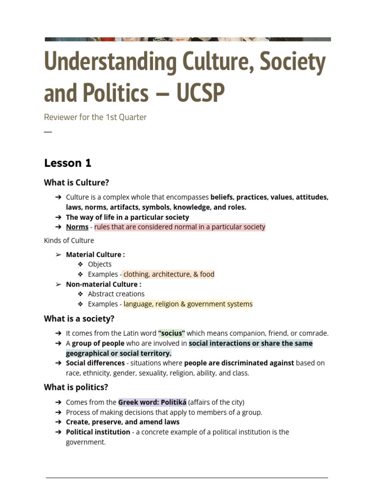 UCSP | PDF | Society | Socialization