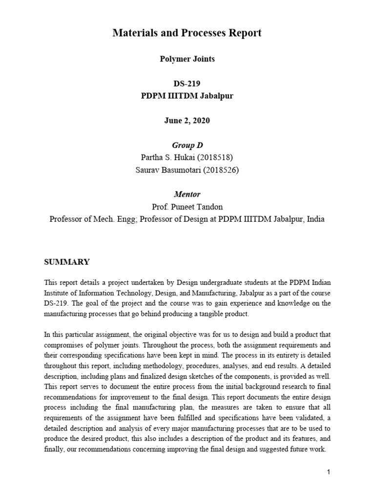 Polymer Joints Report | PDF | Textiles | Polymers