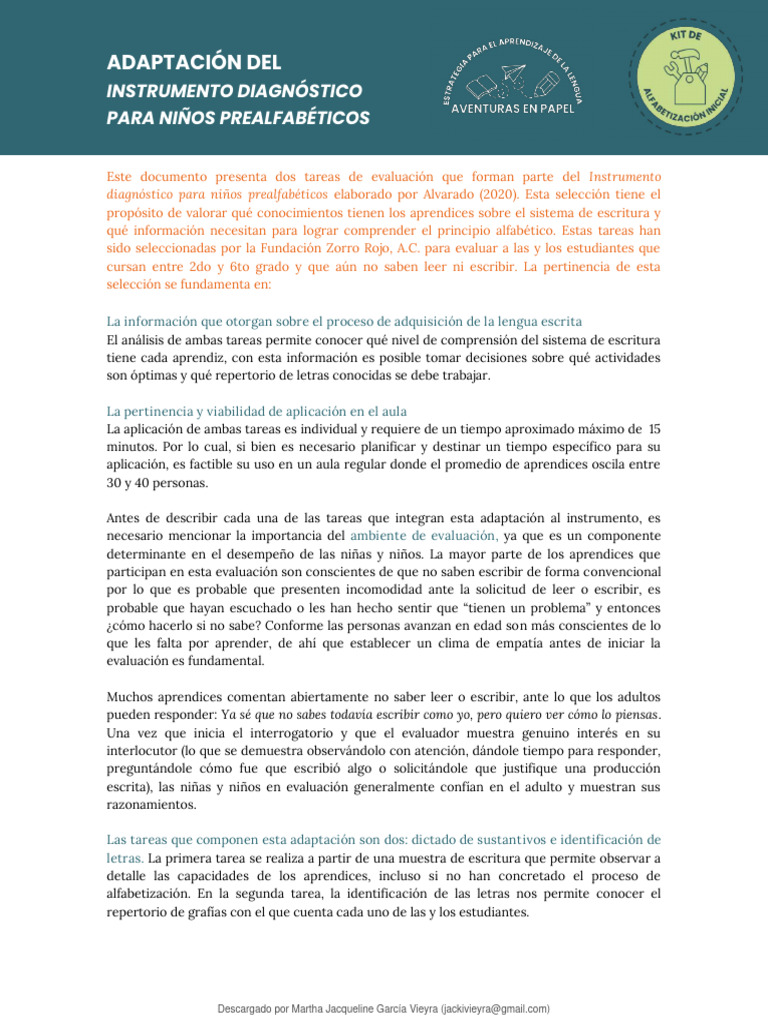 999 Idai Instrumento Diagnostico De Aprendizaje Inicial Para Niños