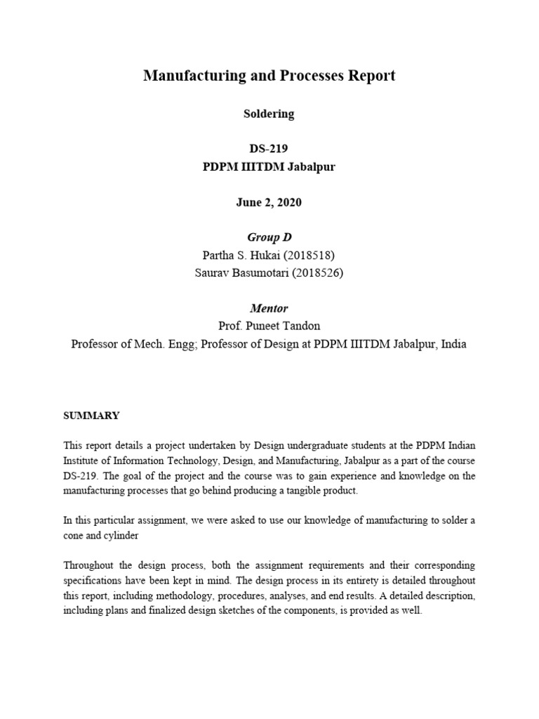 Soldering Report | PDF | Soldering | Solder
