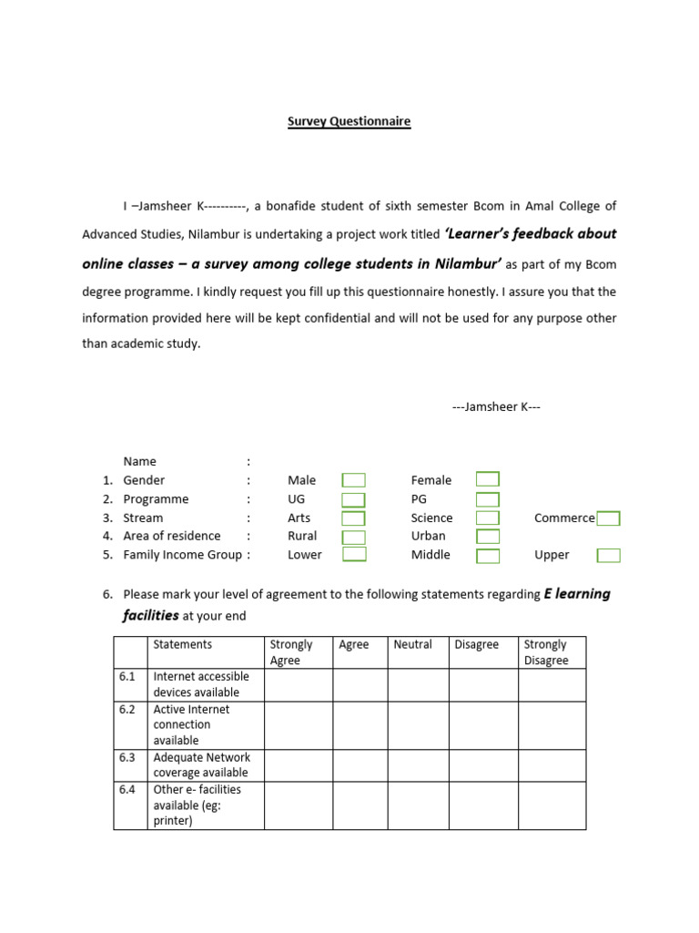 Project Survey Questionnaire | PDF | Educational Technology