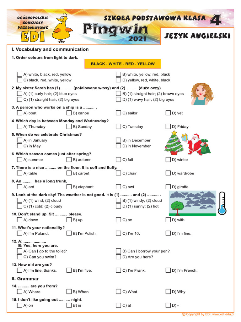 Klasa 4 test sprawdzający | PDF