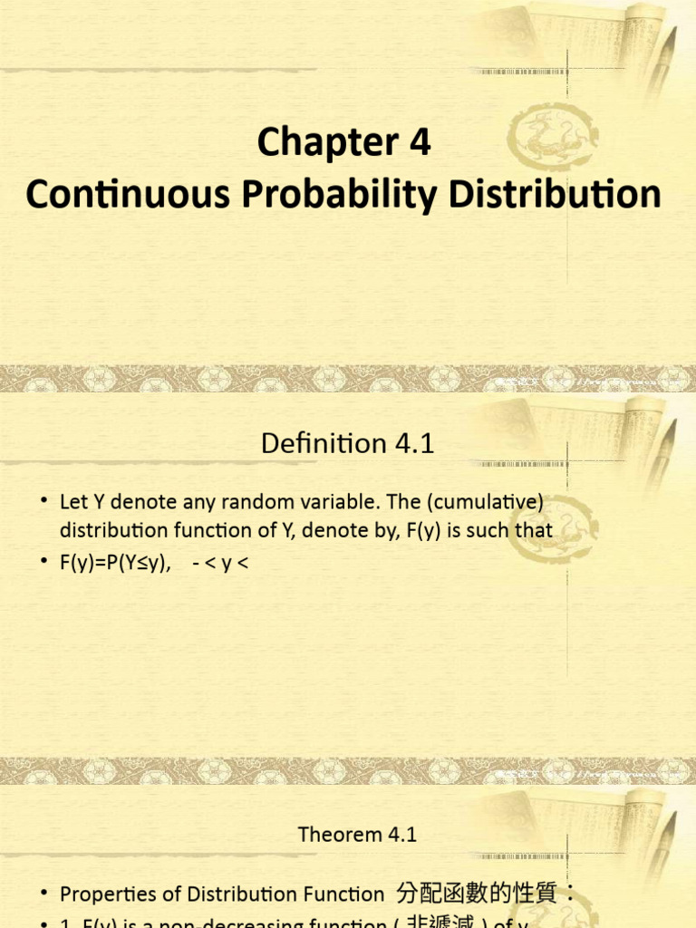 Chapter 4 Continuous Probability Distribution | PDF | Probability ... Chapter 4 Continuous Probability Distribution | PDF | Probability ...