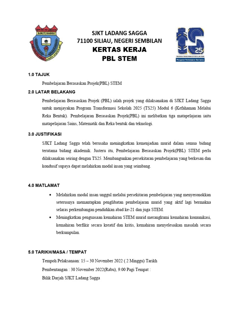 Kertas Kerja PBL Stem TS25 | PDF